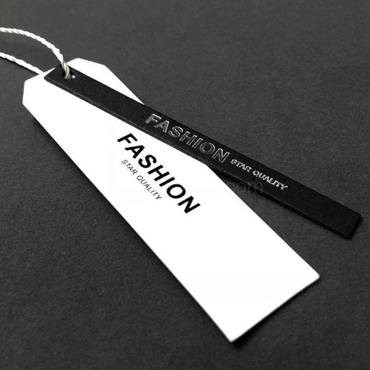 Color printing both sides die cut label hanging string paper hang tag